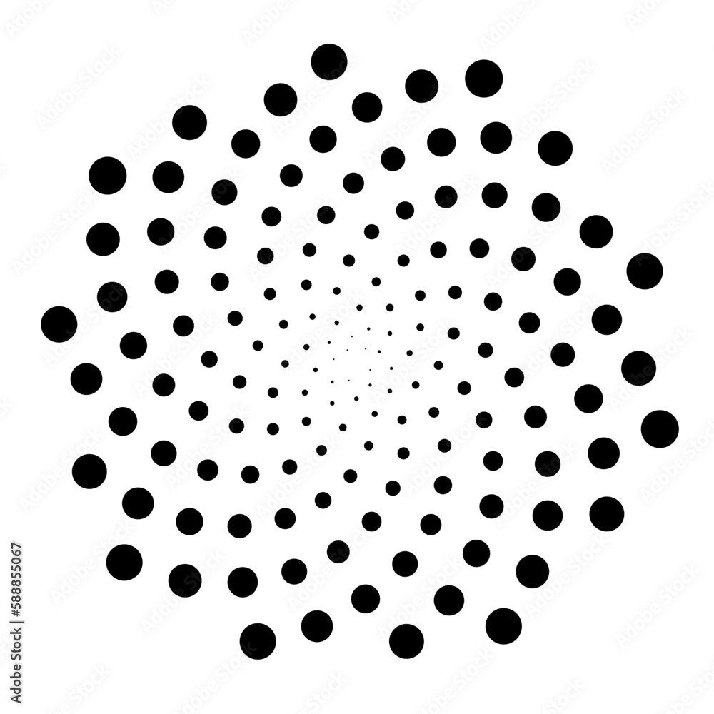 Dotted Fibonacci phyllotaxis spiral patterns in vector. Mathematical ...