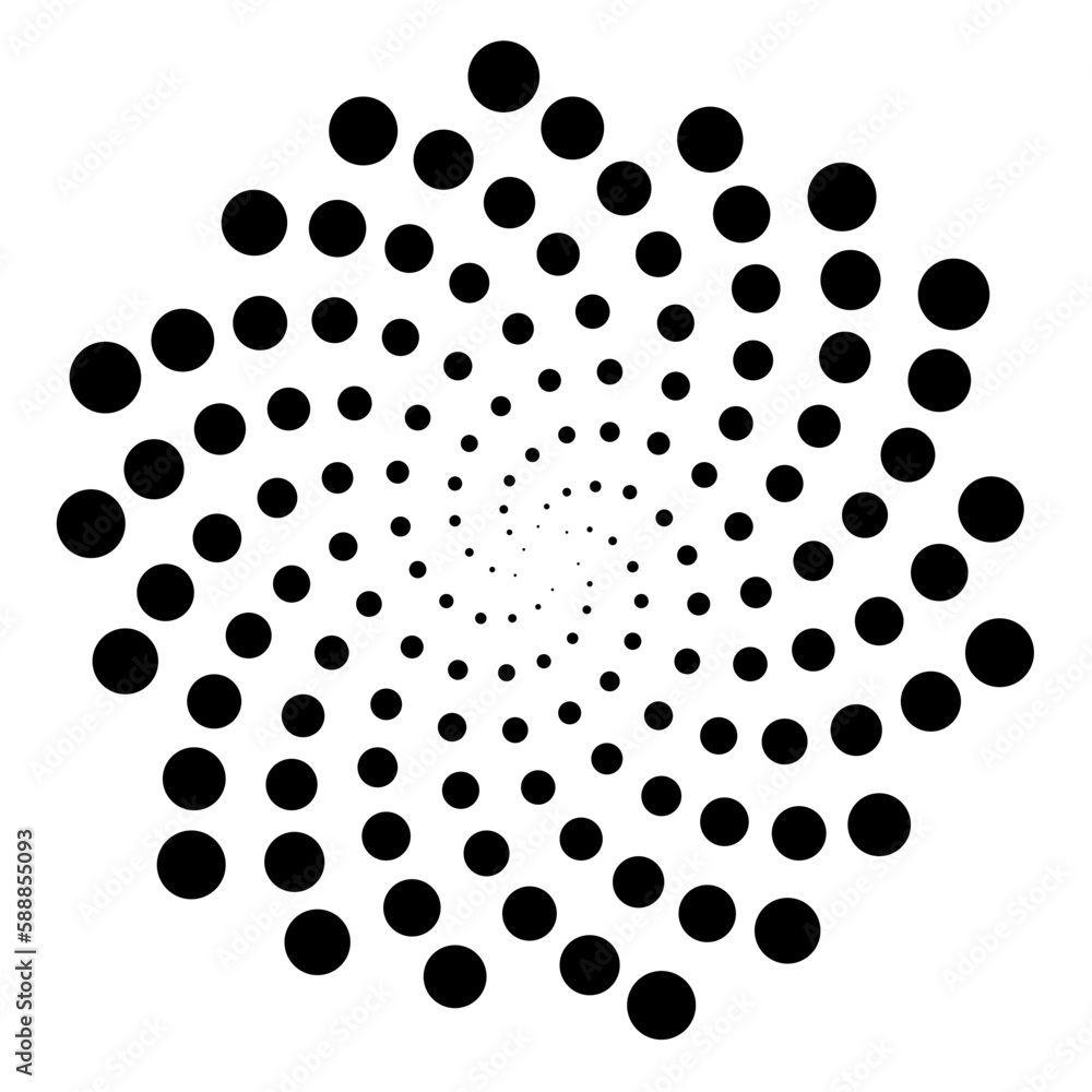 Dotted Fibonacci phyllotaxis spiral patterns in vector. Mathematical ...
