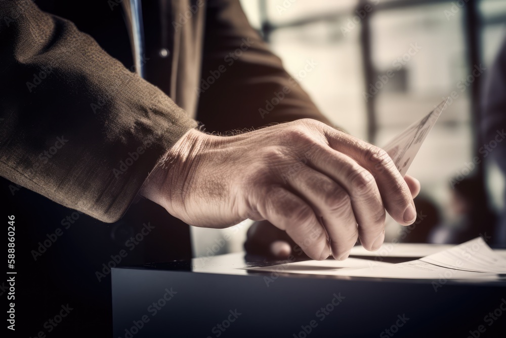 Voter's Hands Marking Ballot in High-Clarity Image, Signifying the ...