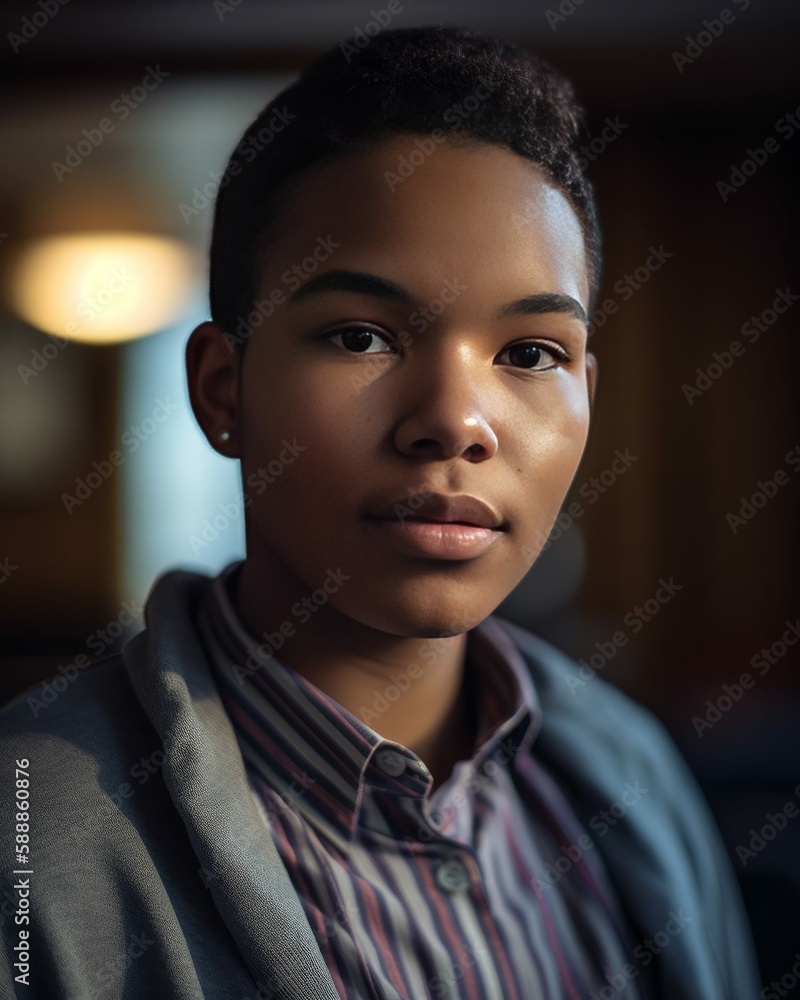 Gender Ambiguous Young Person In Professional Attire Photorealistic Portrait Illustration