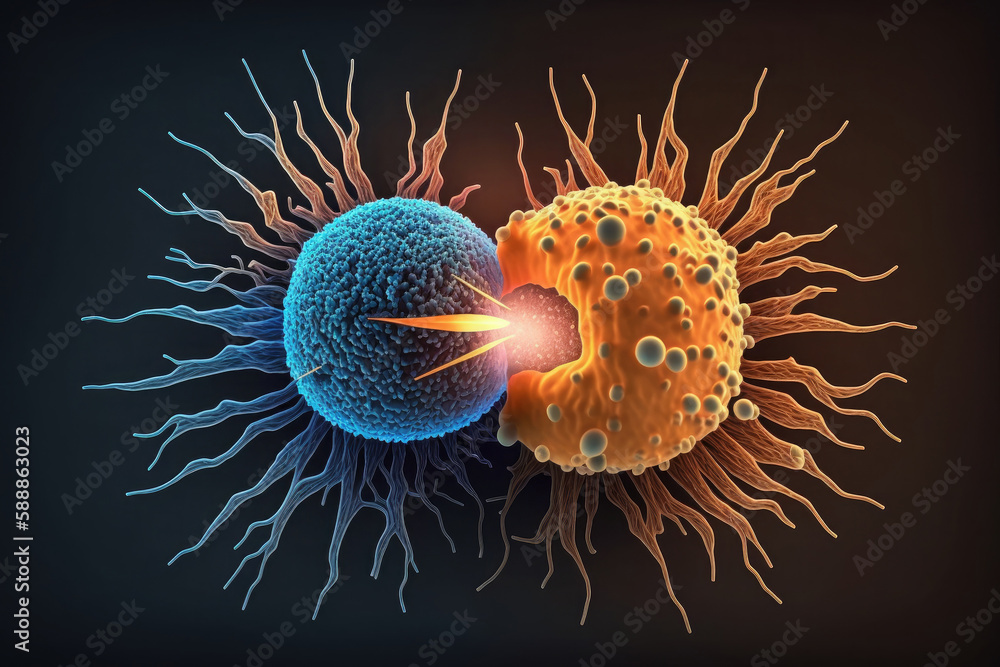 AI generated medical illustration of virus bacteria microbe cancer cell ...