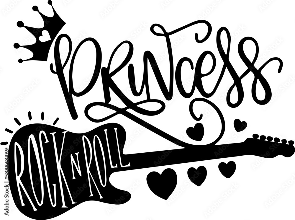 Princess Rock and Roll Guitar Melody For Girl T short design SVG vector ...