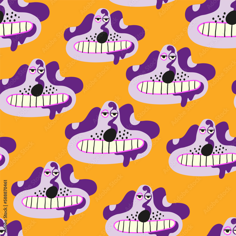 seamless pattern with muzzles of dogs in flat style. pattern with the ...