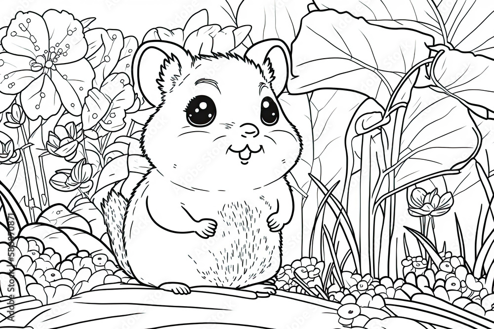 Cute Hamster Coloring Page, Hamsters become works of art through ...