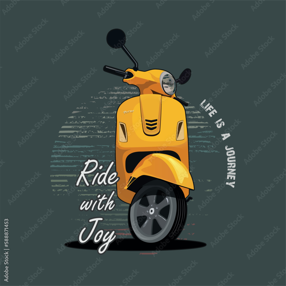 Yellow Scooter Vector Illustration Designed for T-shirt, Also for Other ...
