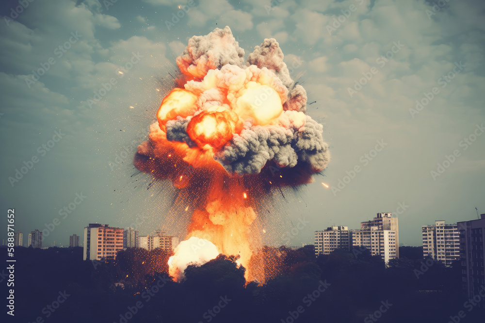 AI generated destroyed buildings after domestic explosion in city and ...