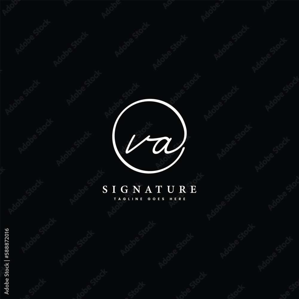 V, A, VA Initial letter handwritten and signature vector logo. Business ...