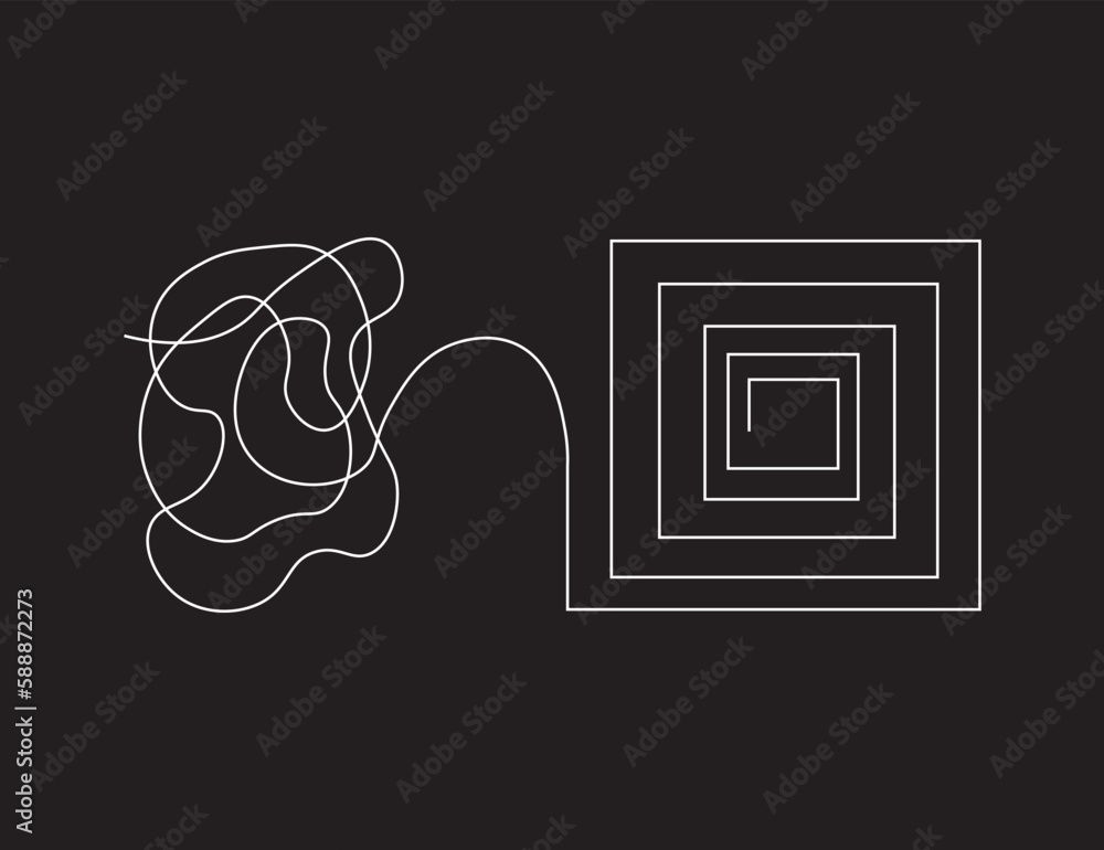 Order and chaos diagram isolated on black background. Concept and ...