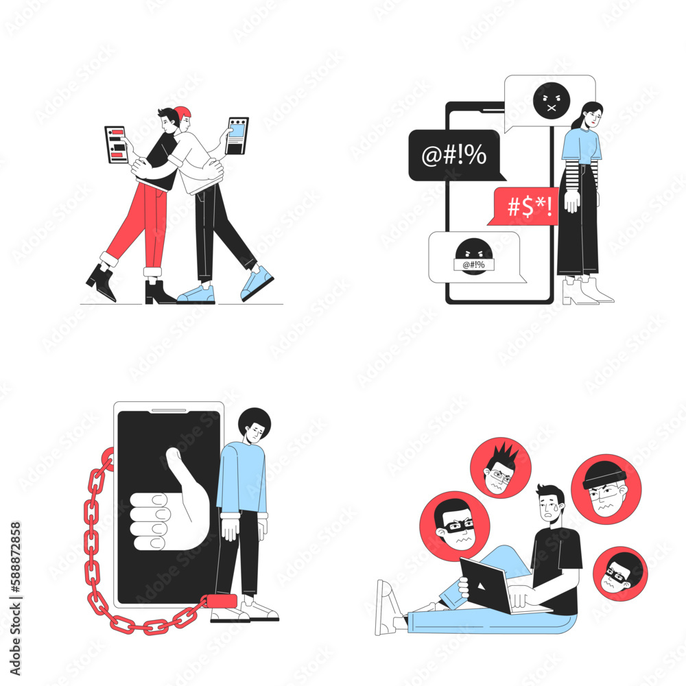 Dangers of using internet nowadays line concept vector spot ...