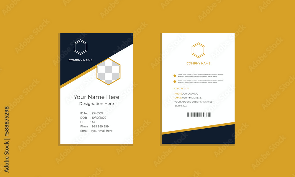 office staff identity card template design. Vector id card template ...