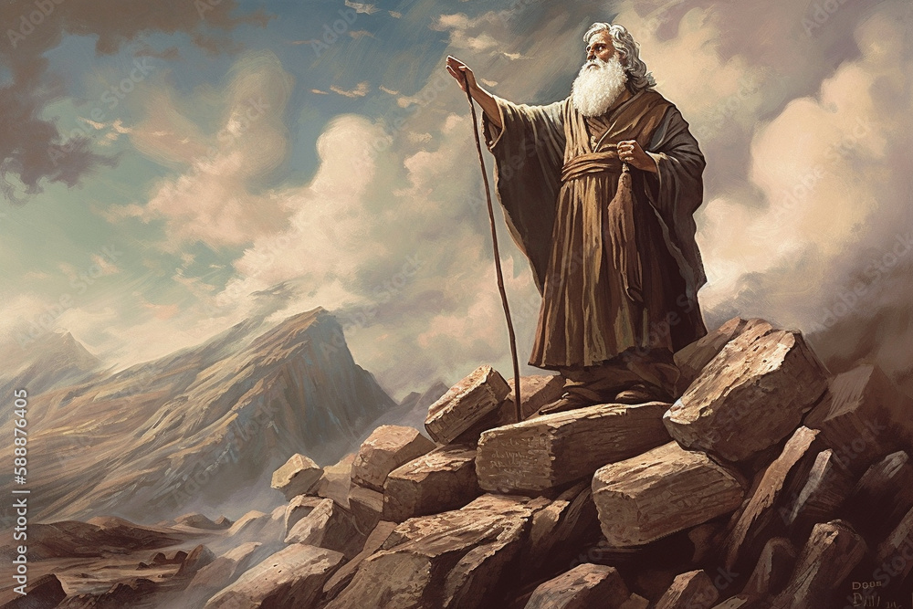 Moses on the mountain preaching. Orthodox christian catholic and jewish ...