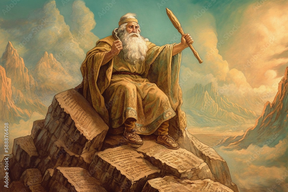 Moses on the mountain preaching. Orthodox christian catholic and jewish ...