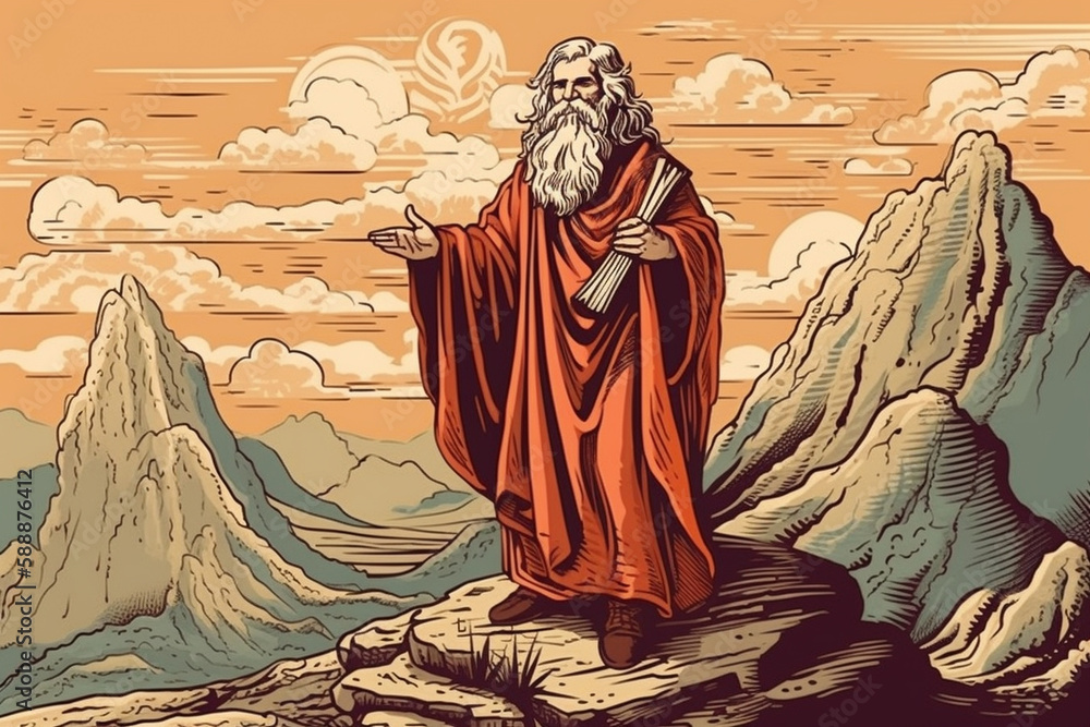 Moses on the mountain preaching. Orthodox christian catholic and jewish ...