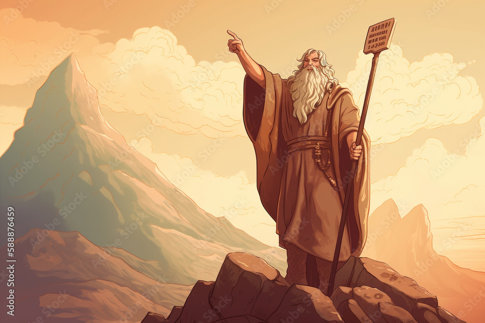Moses on the mountain preaching. Orthodox christian catholic and jewish ...