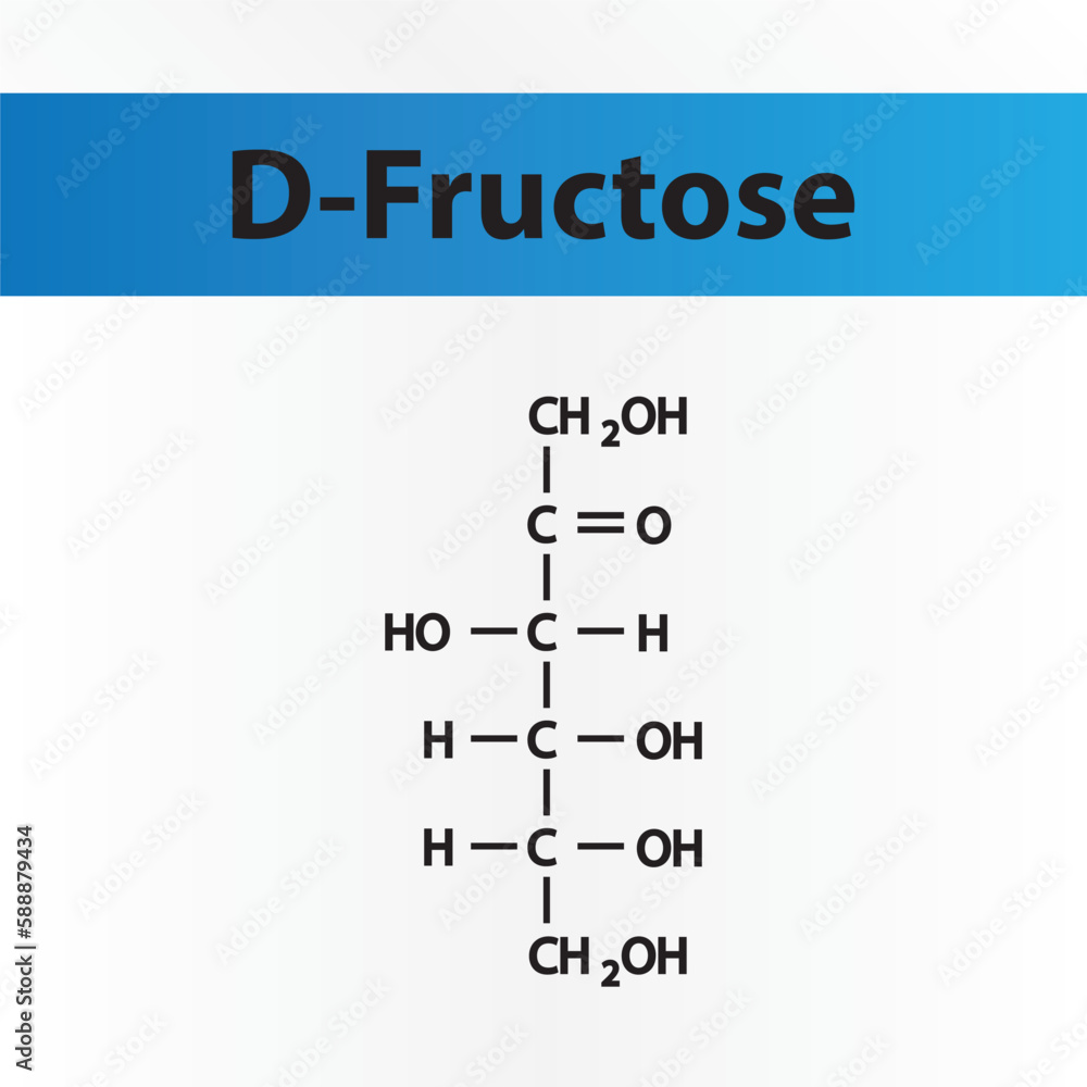 Straight chain form chemical structure of D-Fructose sugar. Scientific ...