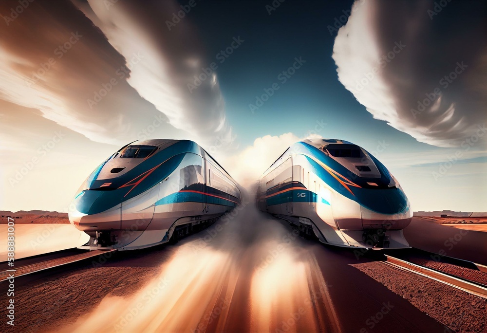 The future view of cross-country travel supersonic trains, concept of ...