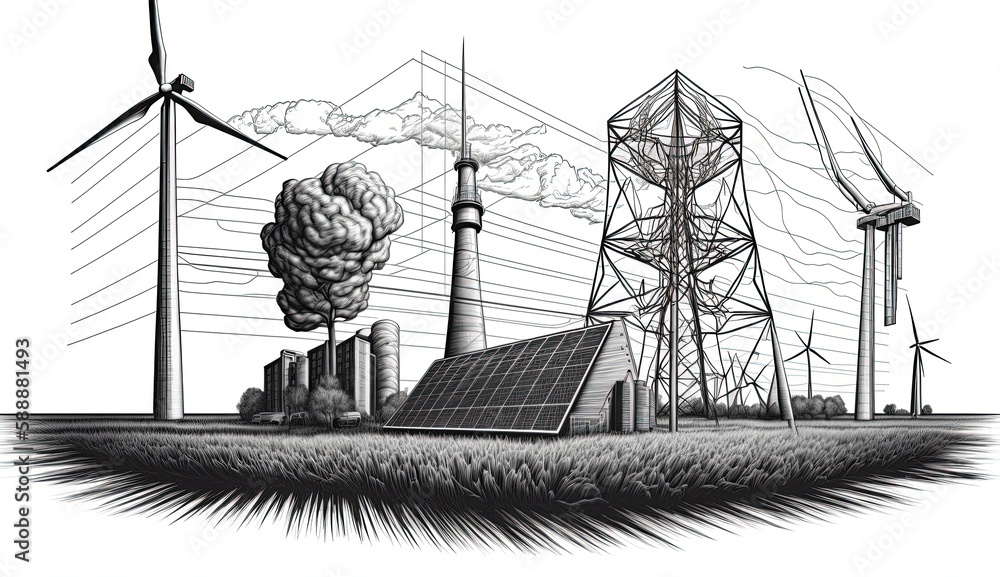 This stunning line art showcases the beauty and diversity of renewable ...