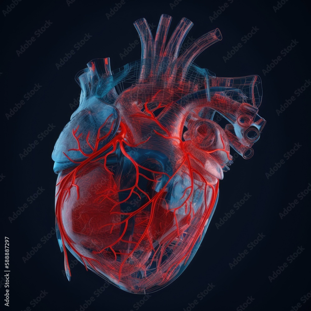 human heart anatomy - Illustration created with generative ai Stock ...