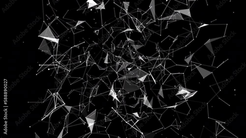 Abstract background of geometric shapes. Evolving connections in the ...