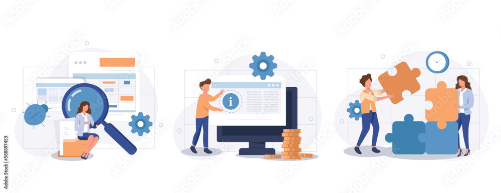 Customer experience abstract concept vector illustration set. Beta ...