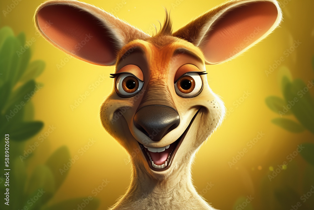 An amusing cartoon drawing of an Australian kangaroo smiling ...