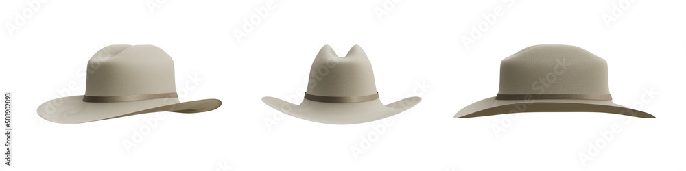 Classic cowboy hat from different angles isolated on transparent ...