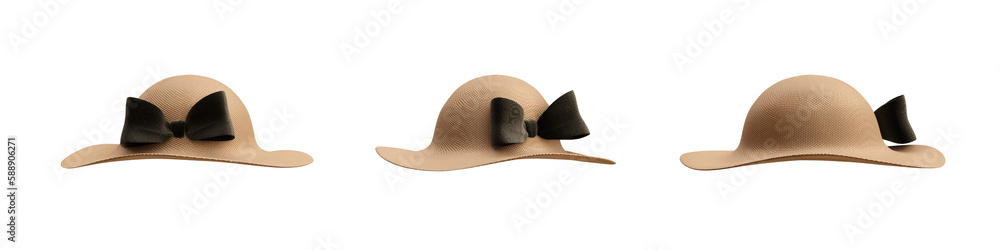 Women’s bow hat from different angles isolated on transparent ...