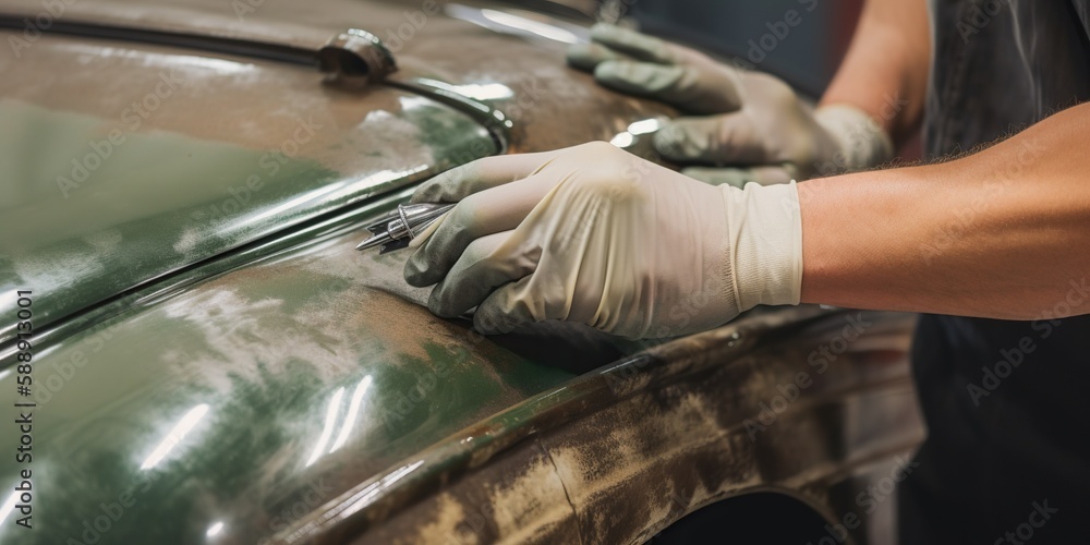 person carefully restoring vintage car showcasing their expertise and ...