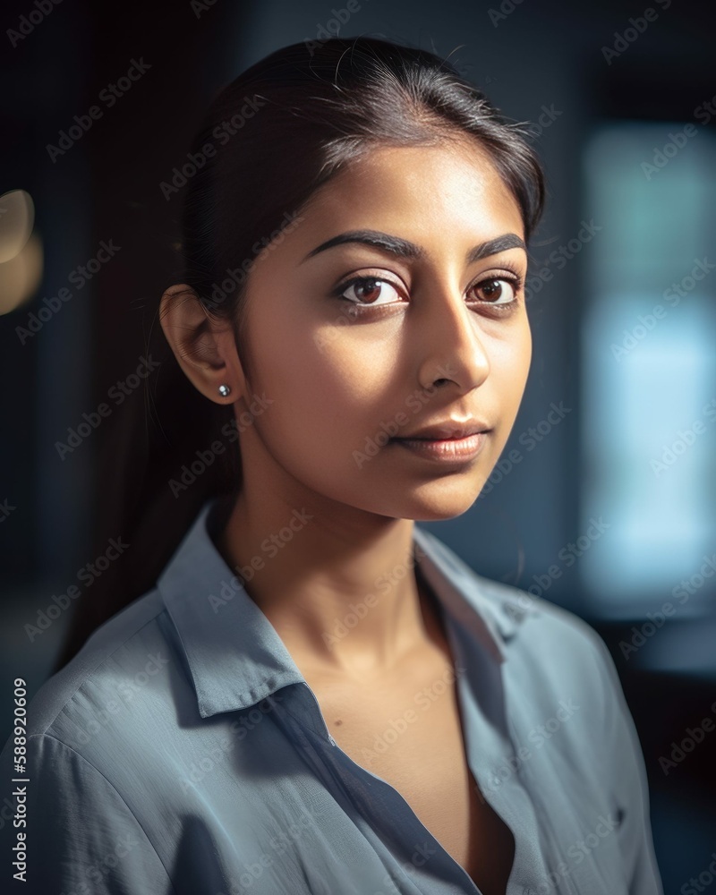 Professional Indian Woman at Work in Business Attire Photorealistic ...