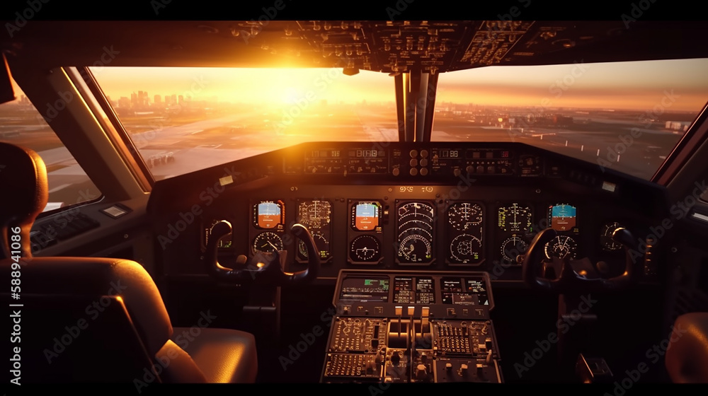Flight Simulator Commercial Plane Cockpit airplane view of a commercial ...