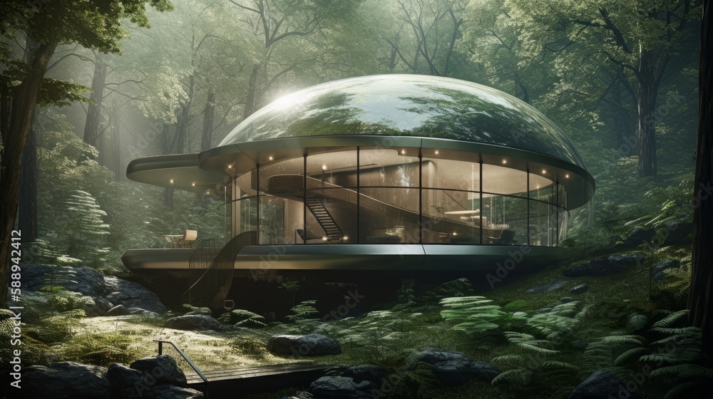 Immersive Smart Home in Forest w/ Transparent Walls, Paired with ...