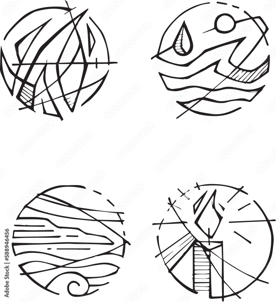 Hand drawn illustration of Christian Symbols. Stock Vector | Adobe Stock