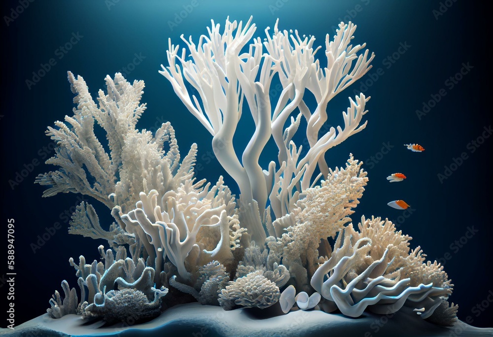 Underwater and environment concept. White coral reef isolated on ...