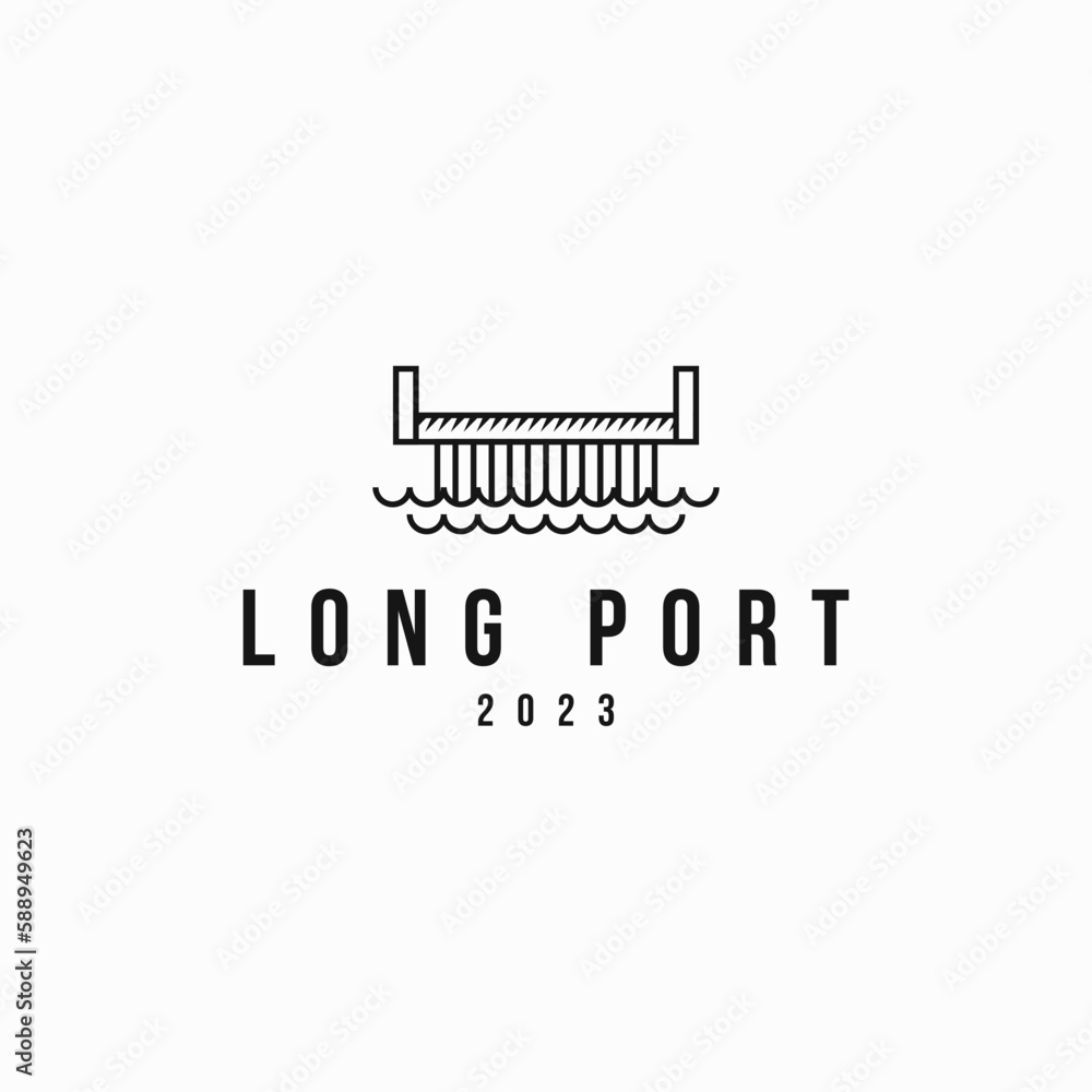 creative long port sign logo business vector design concept. minimalist ...