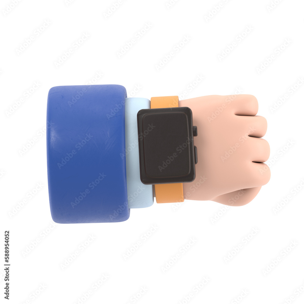 Transparent Backgrounds Mock-up.3d icon smart watch on hand.cartoon arm ...