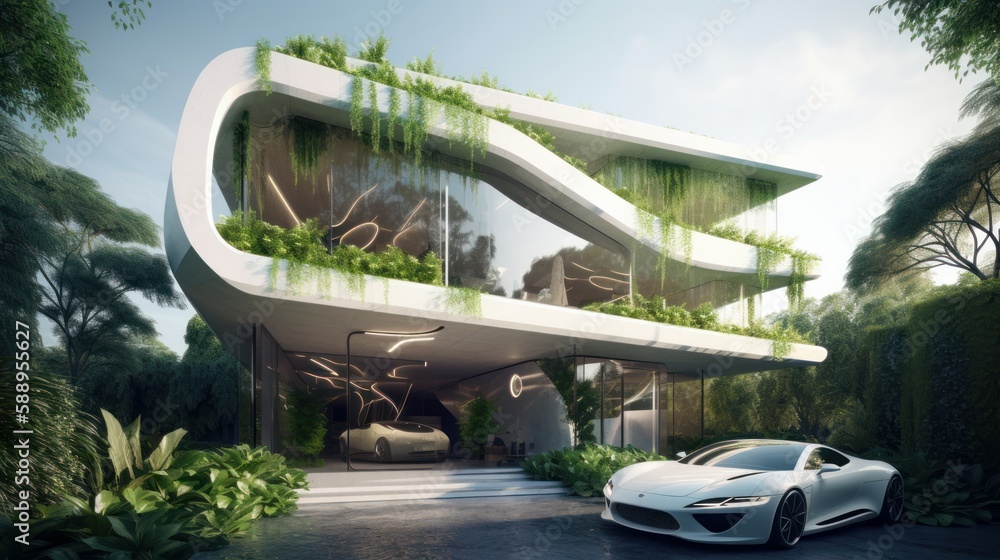 Futuristic Eco-Home: Living Facade Purifying Air & Generating Oxygen ...