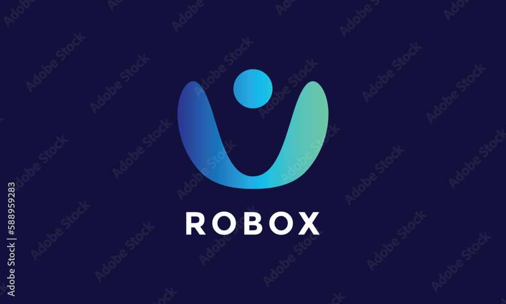 Logo vector minimalist line human robotic technology system science ...