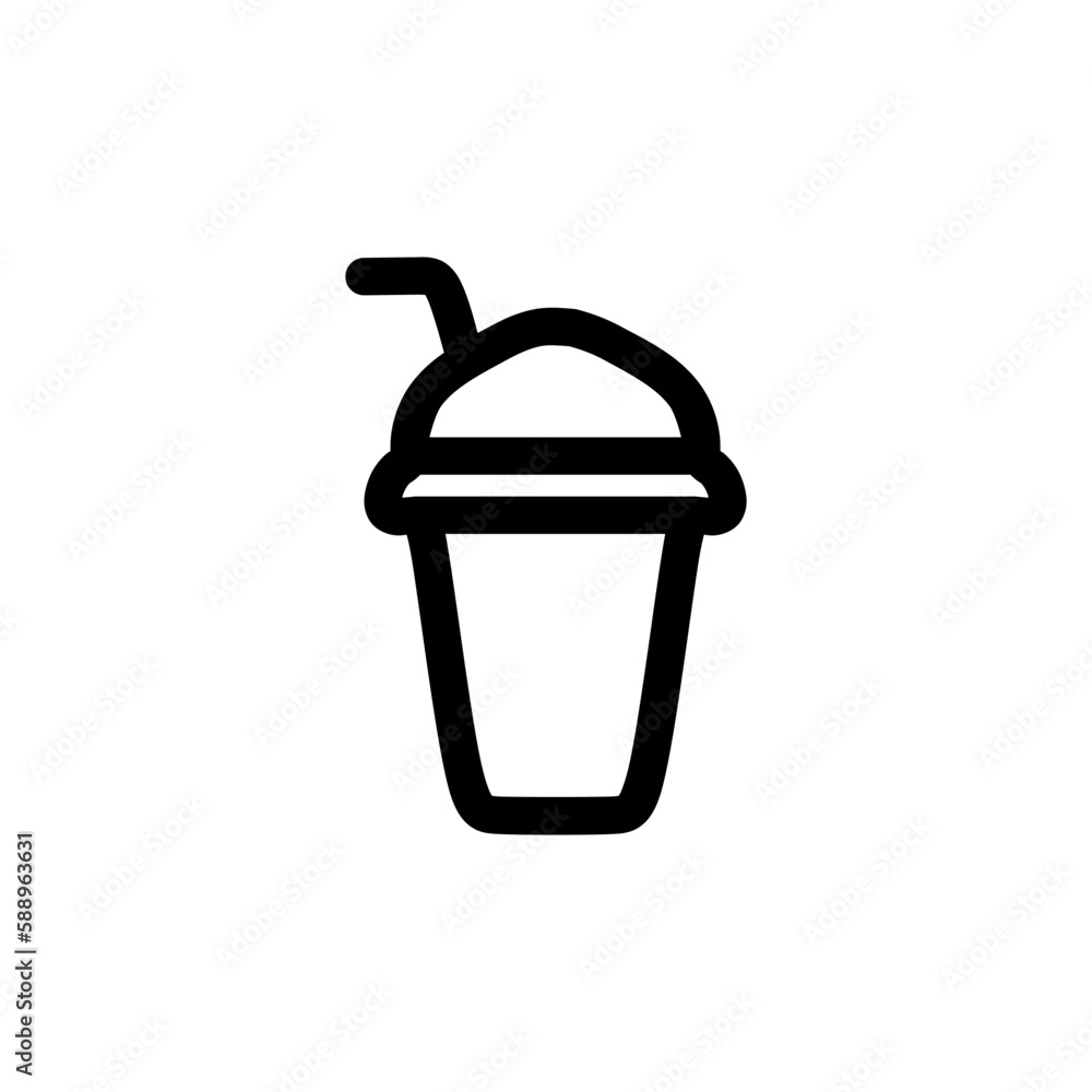 Bubble tea cup or boba drink icon, world cuisine outline vector ...