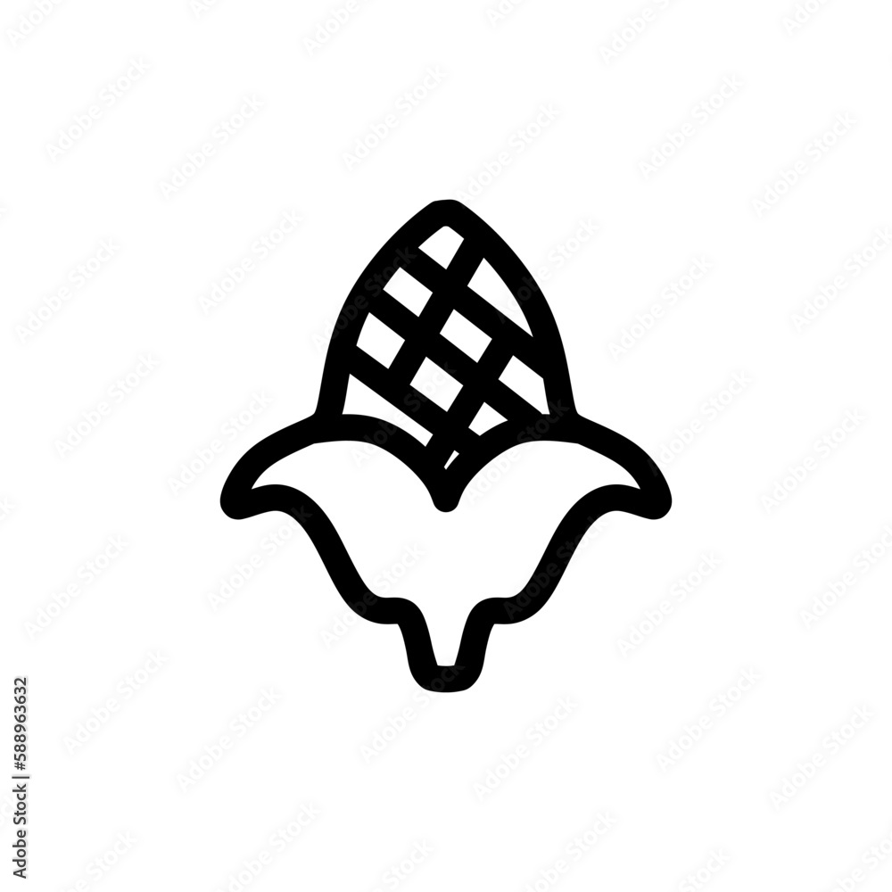 Corn cob icon, world cuisine outline vector illustration in trendy ...