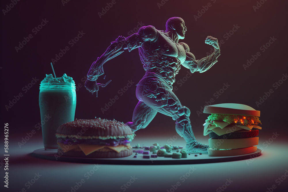 fast food problem of being overweight. Improper diet, junk food ...