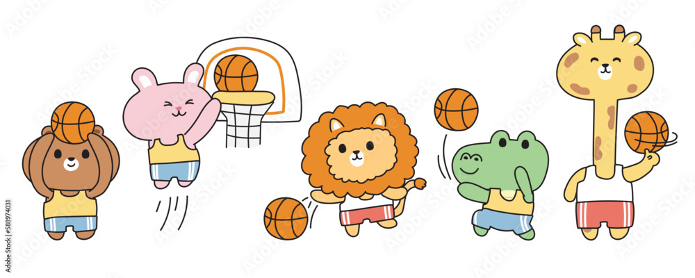 Animals Playing Basketball Clipart