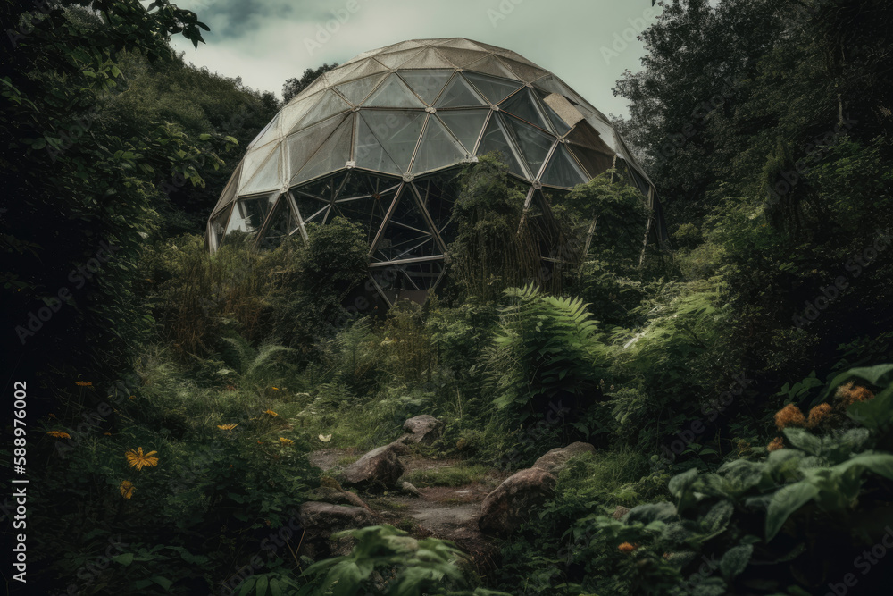 Futuristic Geodesic Dome Ecological Architecture Generative Ai Stock Illustration Adobe Stock