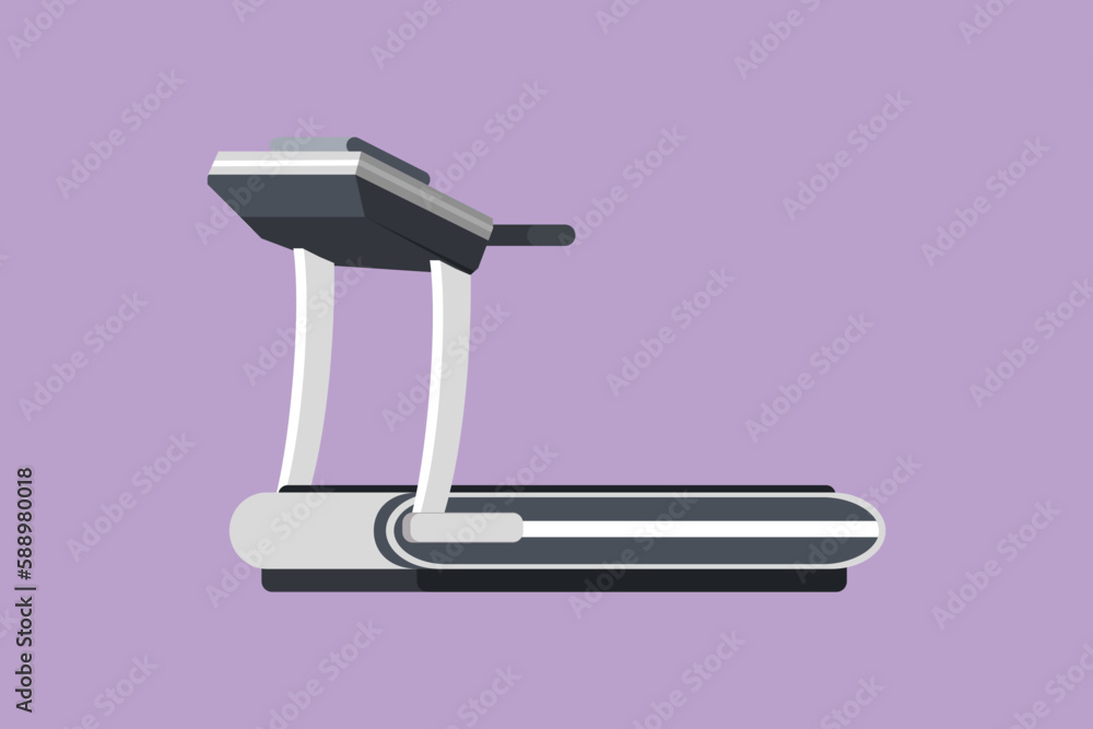 Cartoon flat style drawing professional treadmill with incline. Sports ...