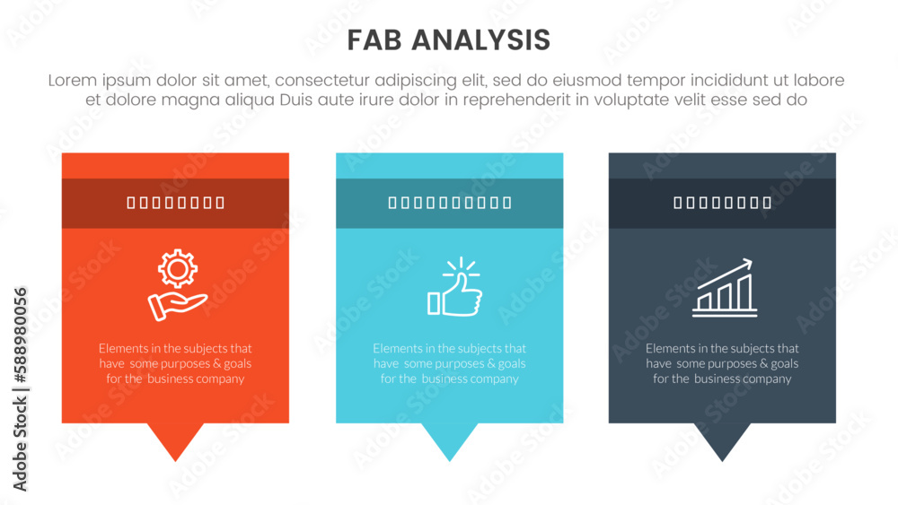 fab business model sales marketing framework infographic 3 point stage ...