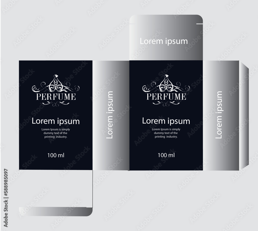 Packaging box design with Box dies line, 3d Box Mockup, icon, frames ...