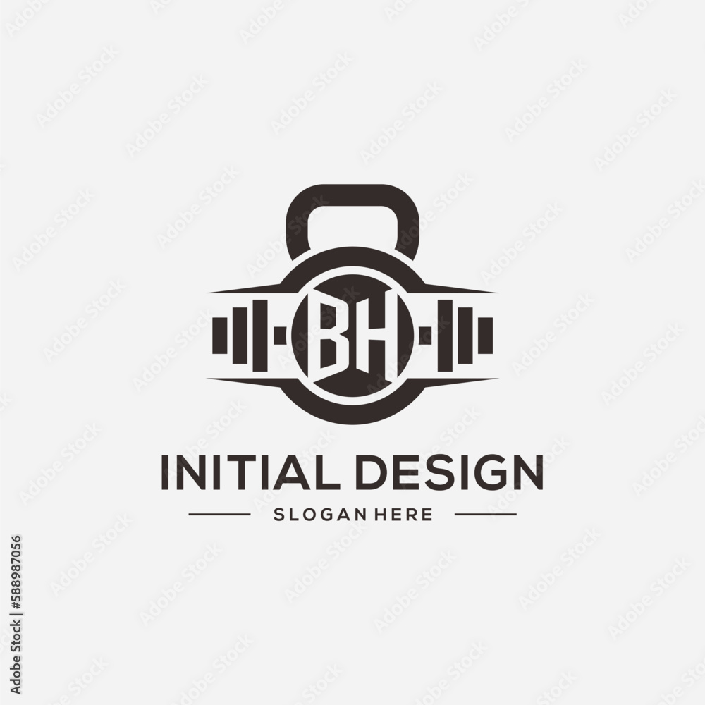 Initial BH fitness logo design inspiration Stock Vector | Adobe Stock