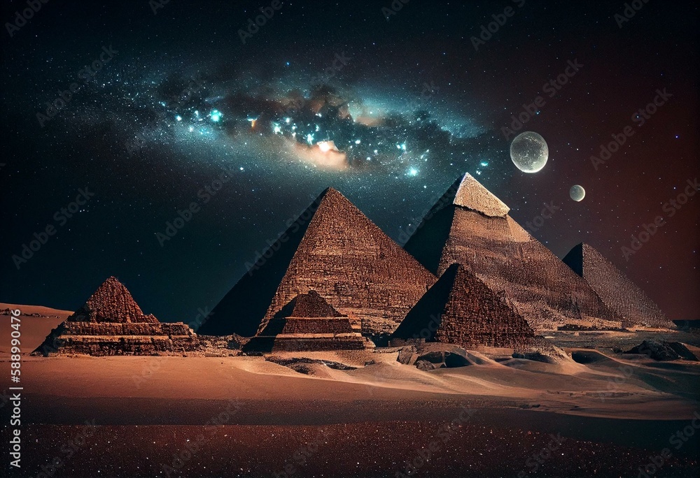 Ancient Places Backgrounds - Pyramids under Night Sky. Generative AI ...