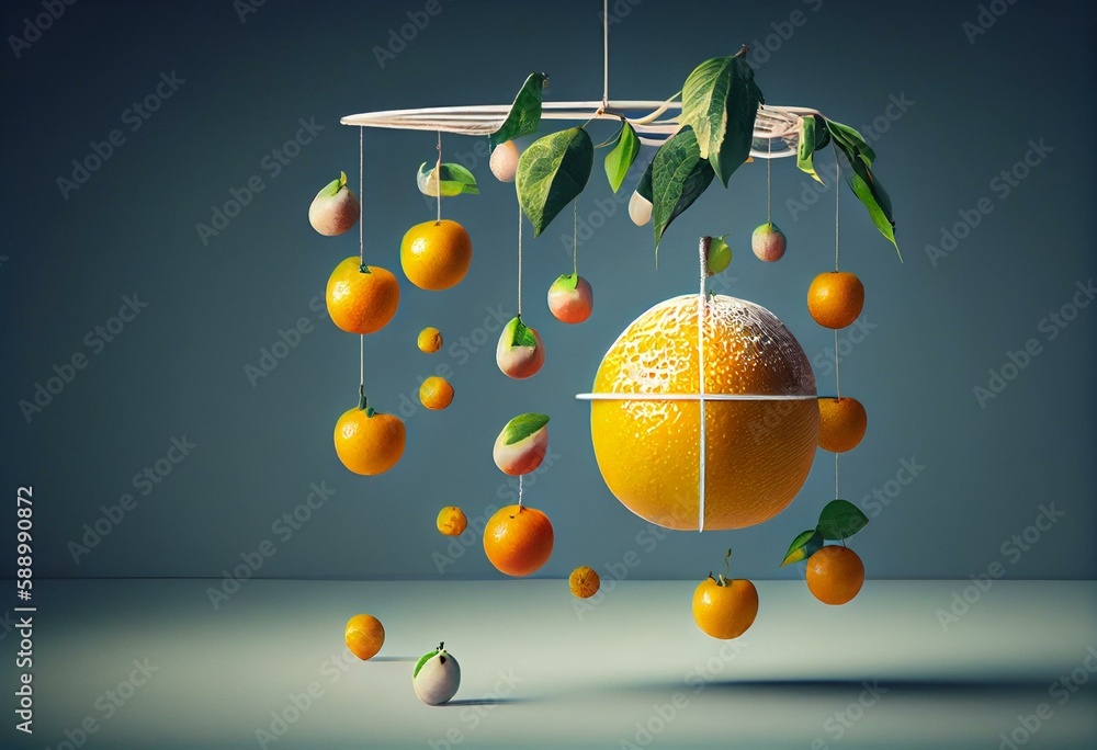 Low hanging fruit, concept of Easy Targets and Quick Wins, created with Generative AI technology ...