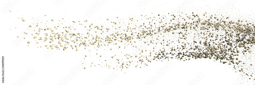 flying debris and dust, dirt close-up isolated on transparent ...