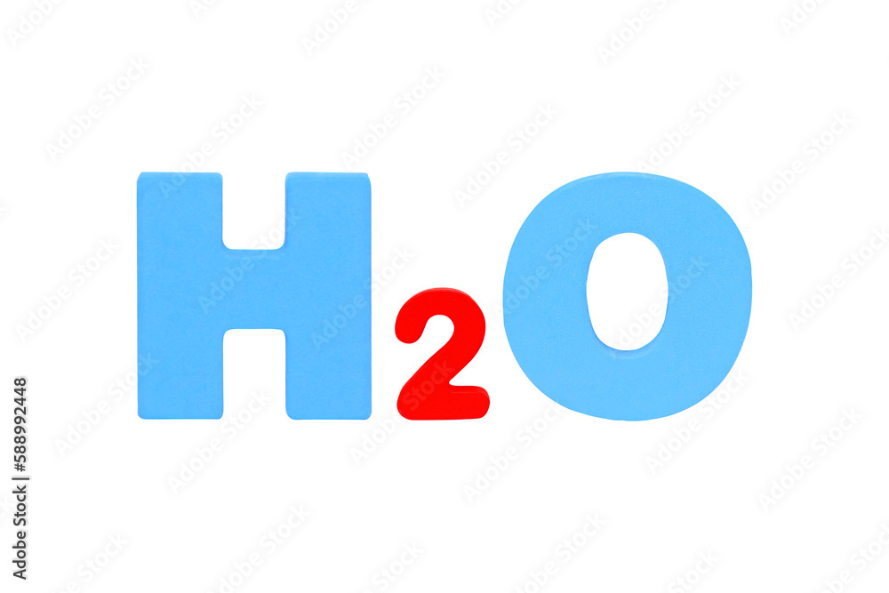 H2O water letters isolated on cutout PNG. Symbol of scientific ...